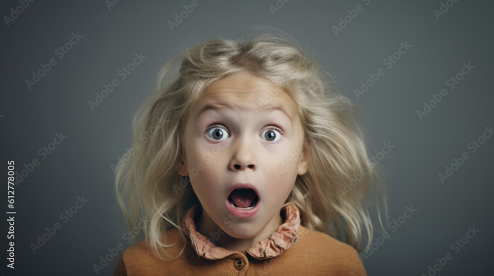 Amazed and surprised beautiful redhead little girl created with ...