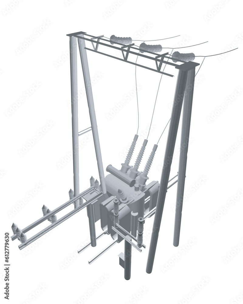Polygonal Electric transformer substation. Power grid substation ... Polygonal Electric transformer substation. Power grid substation ...