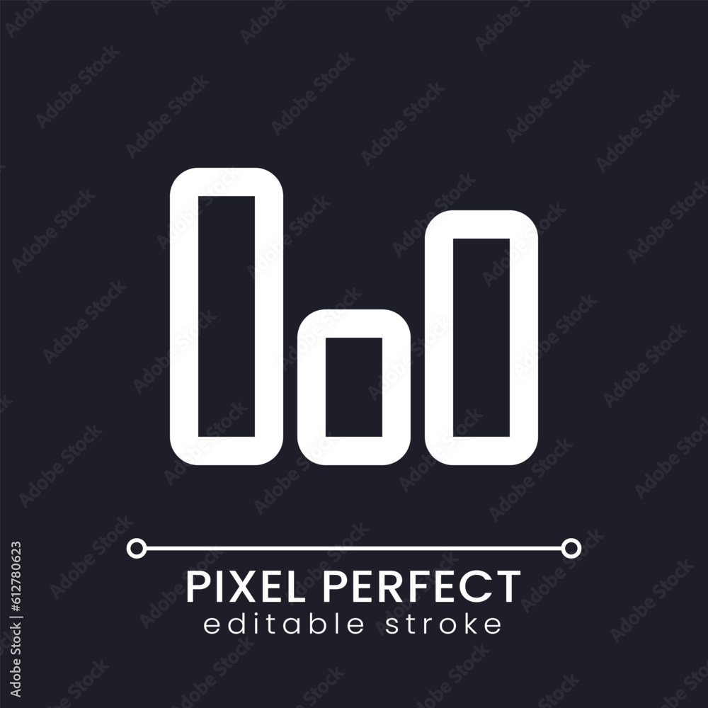 Column chart pixel perfect white linear ui icon for dark theme ...