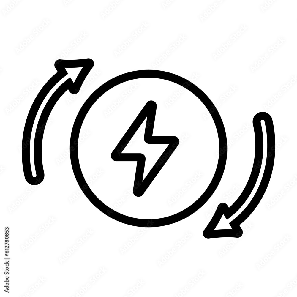 The sun as a symbol of a renewable energy source. Black line style ...