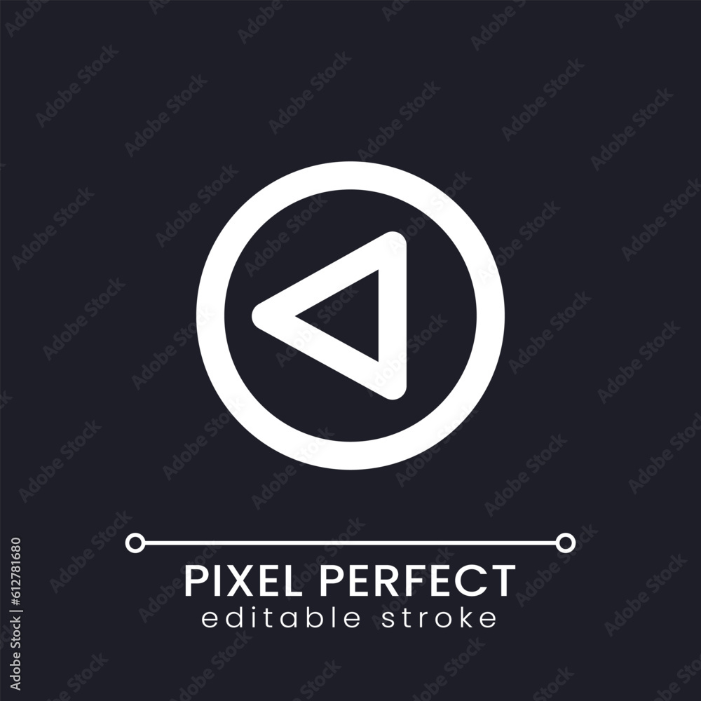 Replay button pixel perfect white linear ui icon for dark theme. Video and audio content. Vector ...