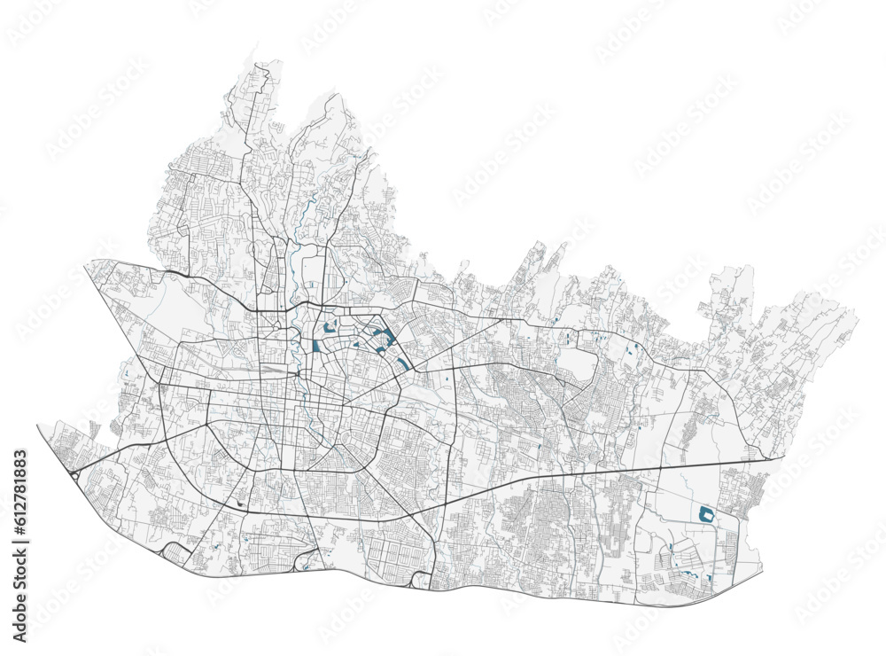 Bandung map. Detailed map of Bandung city administrative area ...