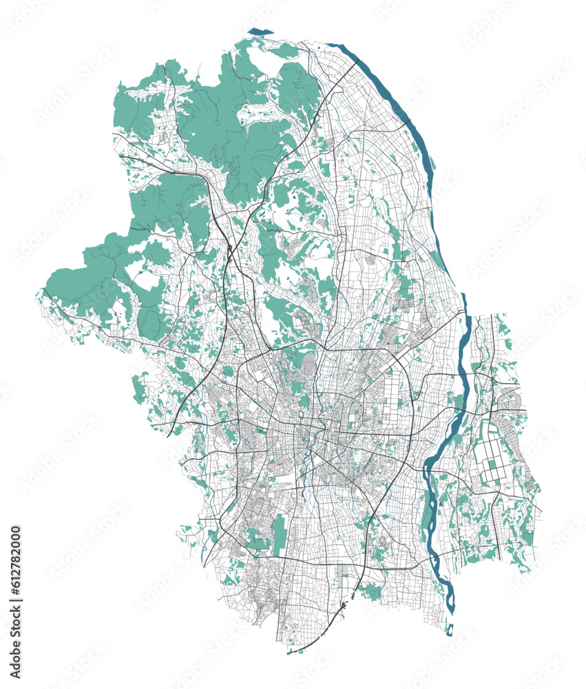 Utsunomiya map. Detailed map of Utsunomiya city administrative area ...