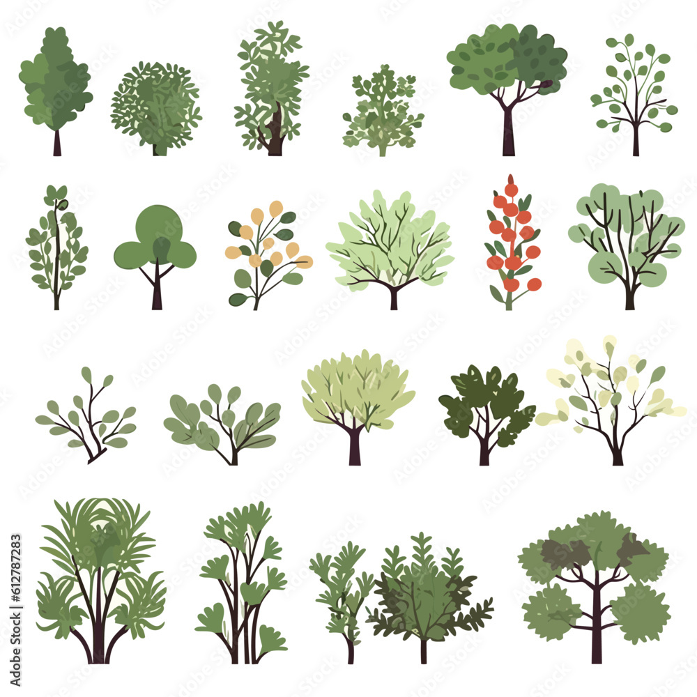 Garden vegetation vector set isolated on white Stock Vector | Adobe Stock