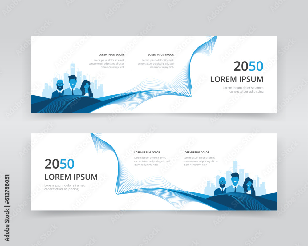Modern and professional web banner template with business people ...