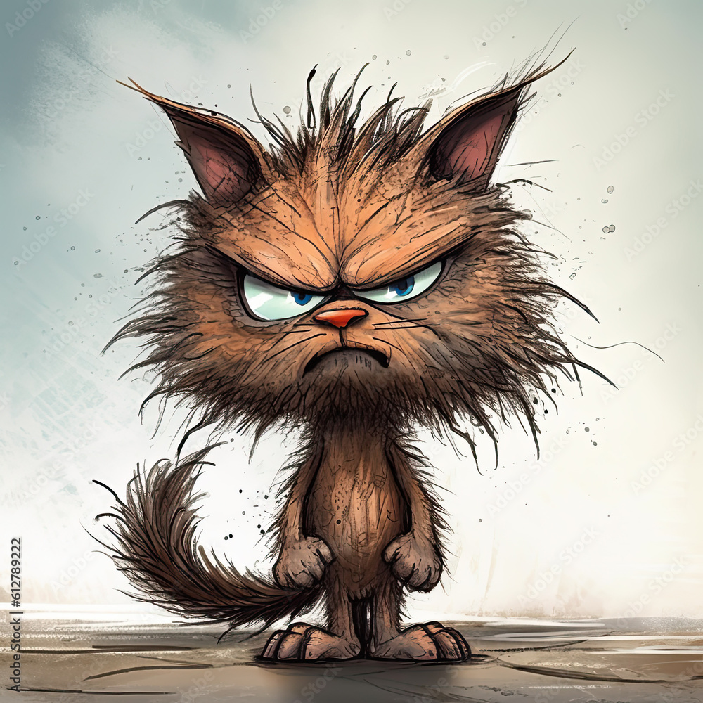 Scruffy Cartoon Cat Stock Illustration | Adobe Stock