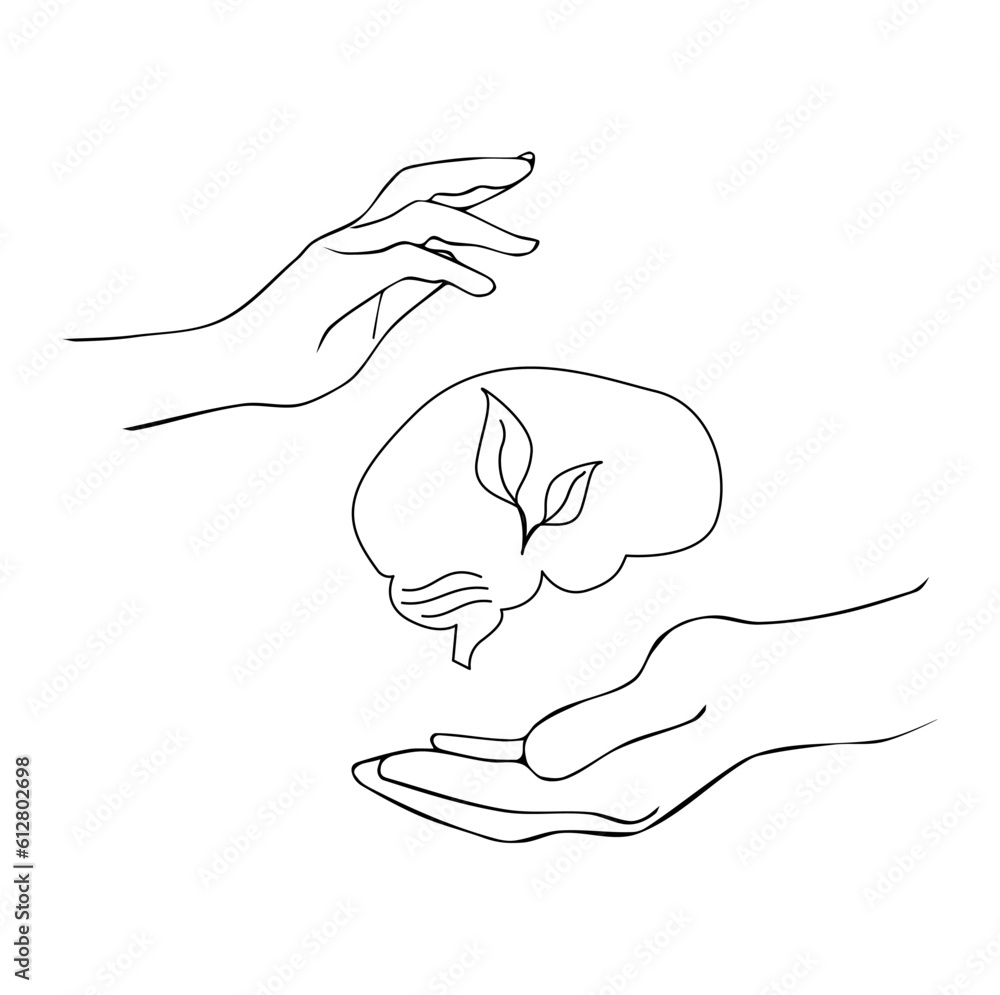 Grafika wektorowa Stock: Mental health concept. Female and male hands ... Grafika wektorowa Stock: Mental health concept. Female and male hands ...