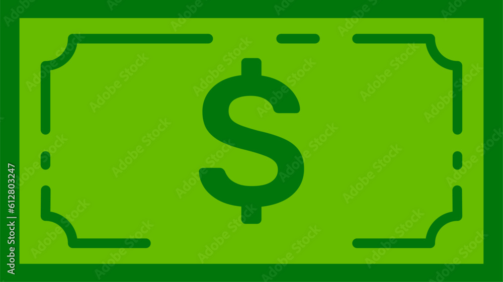 Money ClipArt. Green Dollar Bill, For Finance Icon Stock Vector | Adobe ...