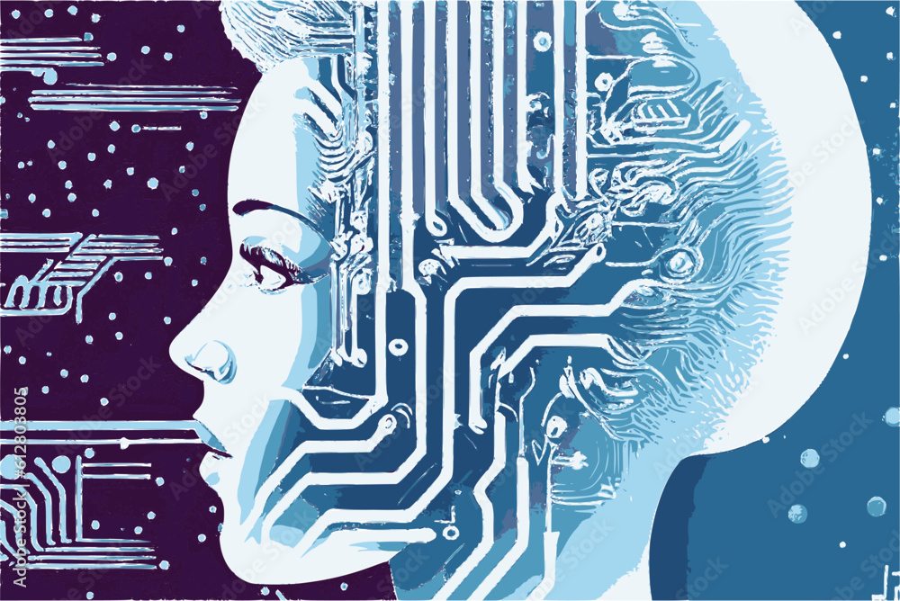 Big data and artificial intelligence concept. Machine learning and cyber mind domination concept ...