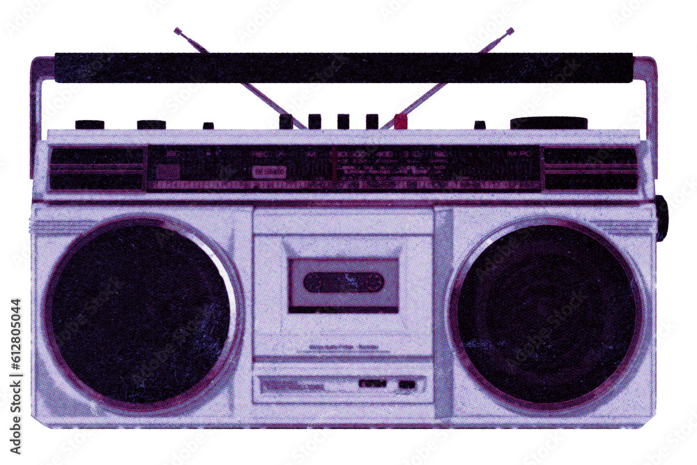 Poster Retro 80s boombox collage element isolated on transparent ...