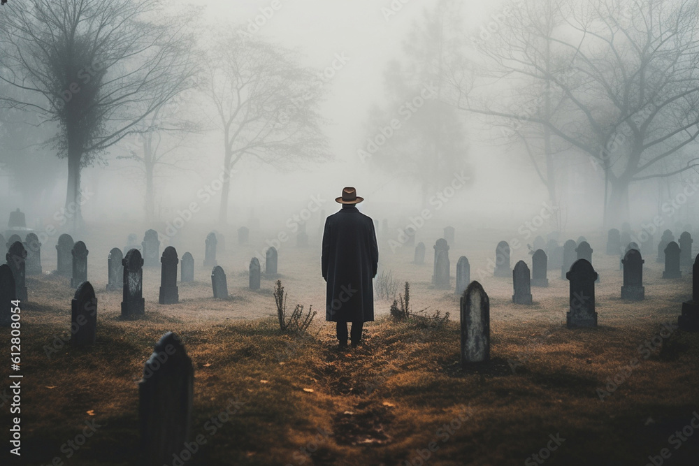 the man in the hat in the cemetery, created by a neural network ...