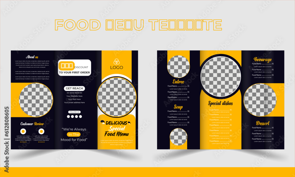 Food menu brochure template design, Restaurant Healthy food menu ...