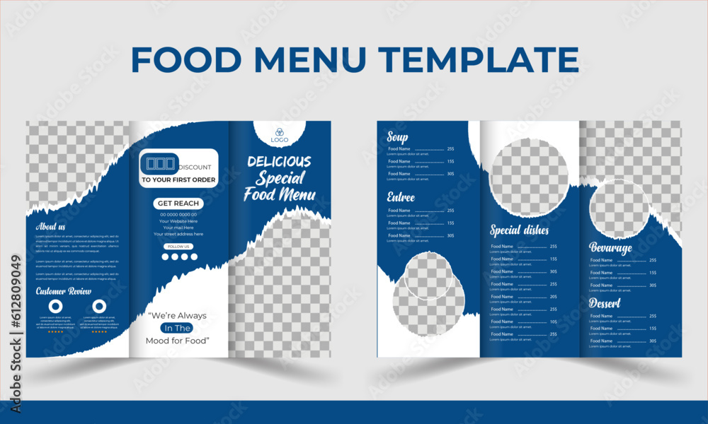 Food menu brochure template design, Restaurant Healthy food menu ...