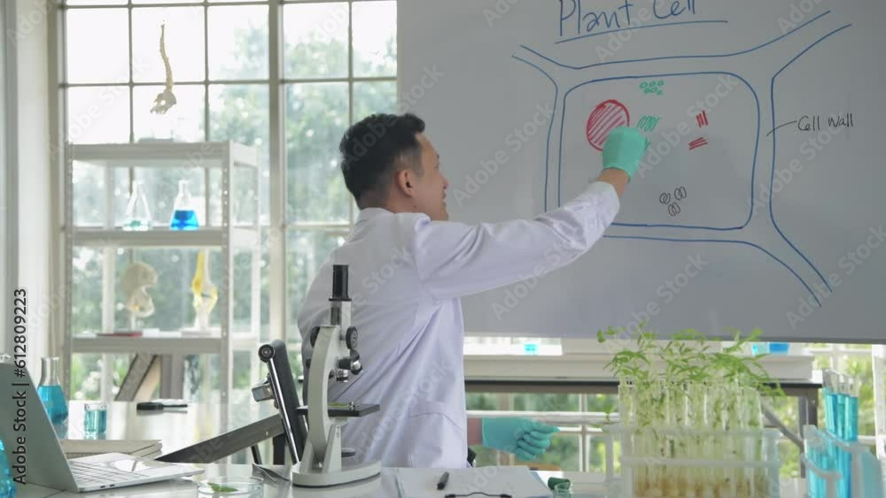 Research concept of 4k resolution. Asian male scientist explaining ...