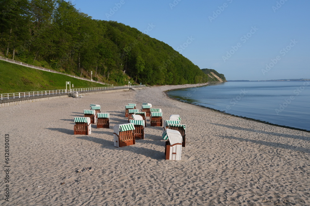 Strandkörbe am Strand an der Ostsee auf Rügen, Sellin, Deutschland ...