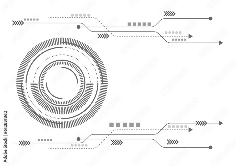 Hi-tech circle with a rectangular shapes on white abstract background ...