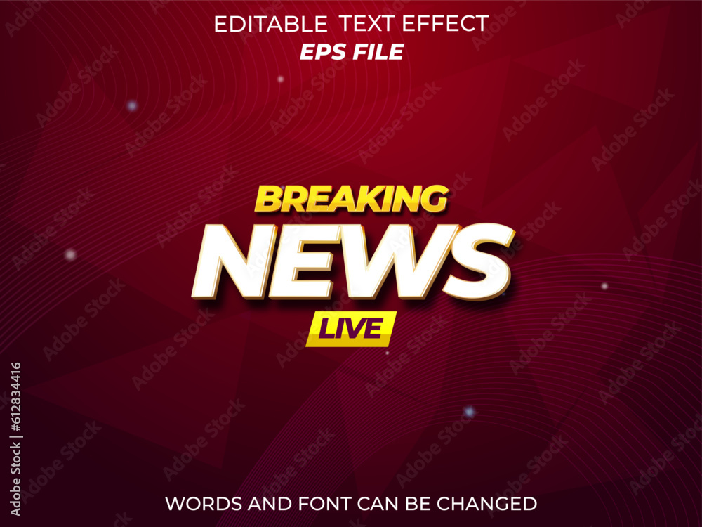 Vetor de breaking news text effect, font editable, typography, 3d text ...