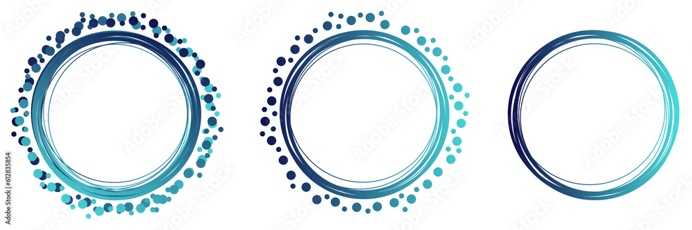 Blue abstract gradient circle frames on transparent background ...