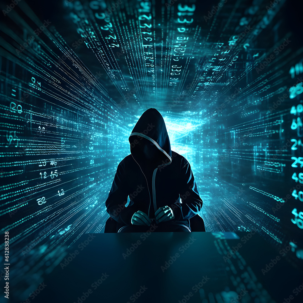 Anonymous hacker. Concept of cybercrime, cyberattack, dark web. AI ...