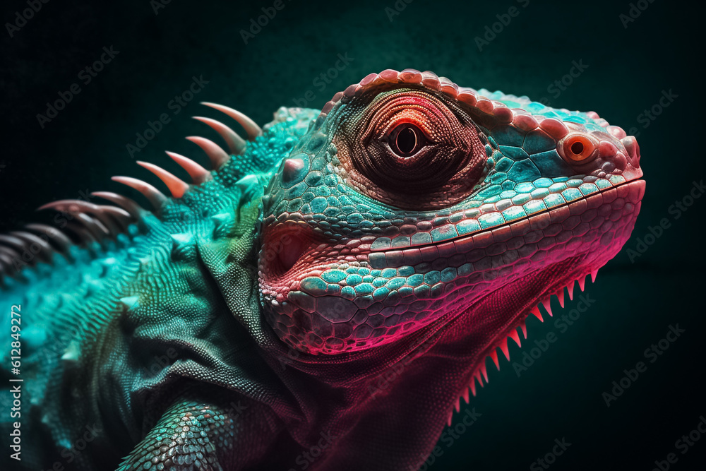 beauty of an iguana lizard up close, with its skin boasting a fantasy ...