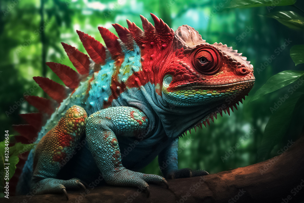 beauty of an iguana lizard up close, with its skin boasting a fantasy ...