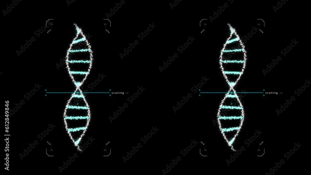 Motion graphic of detailed digital interface of futuristic DNA analysis ...