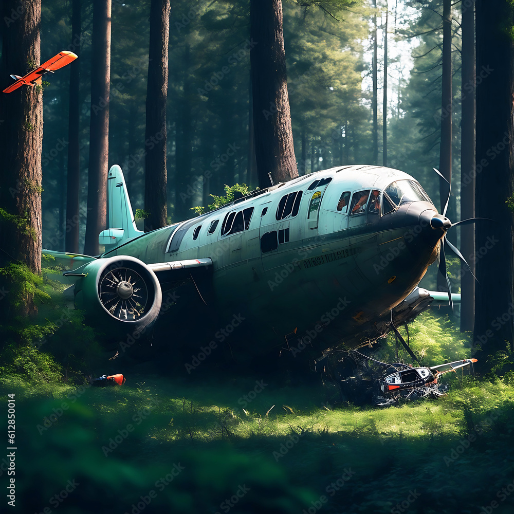 Plane crash, Photo a plane explosion generative ai Stock Illustration ...