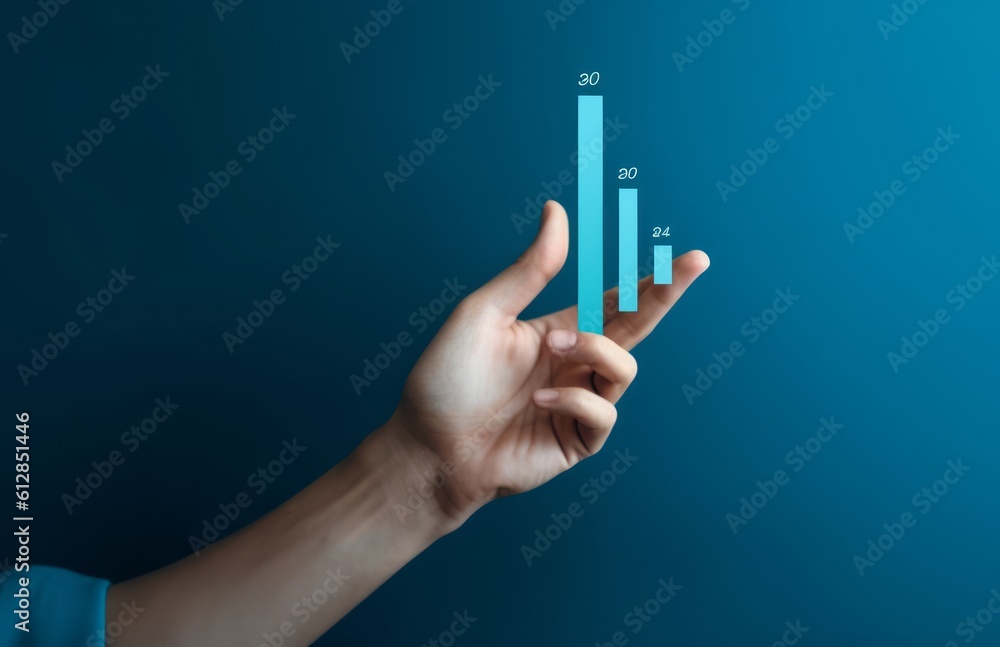Businessman hand pointing finger to growth success finance business ...