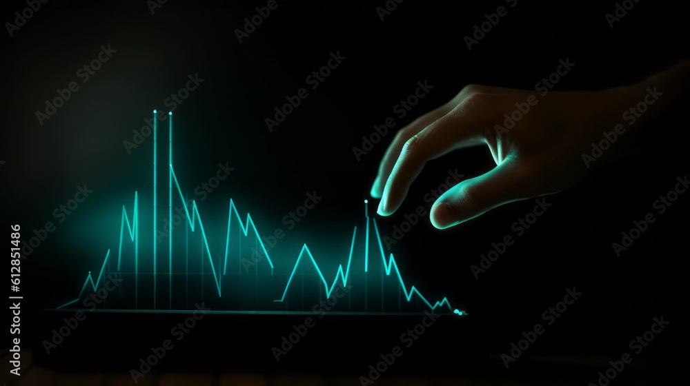 Businessman hand pointing finger to growth success finance business ...
