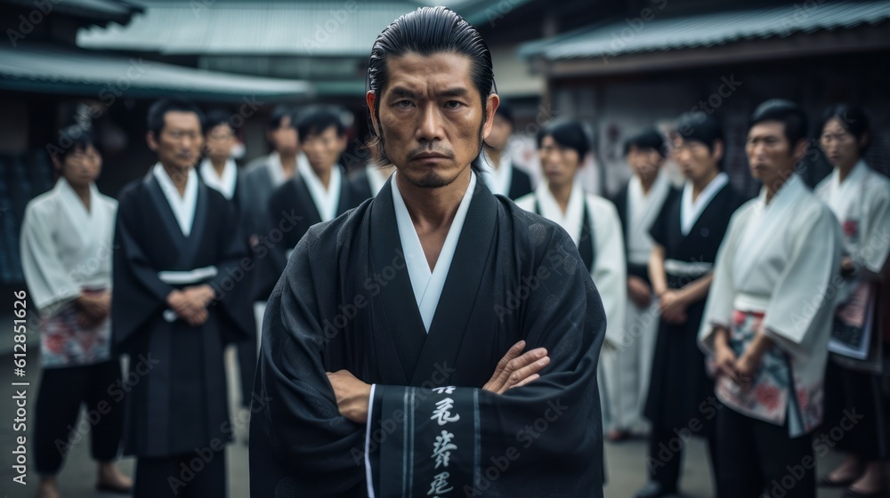 Portrait of a Yakuza team members. Japanese mafia man concept ...