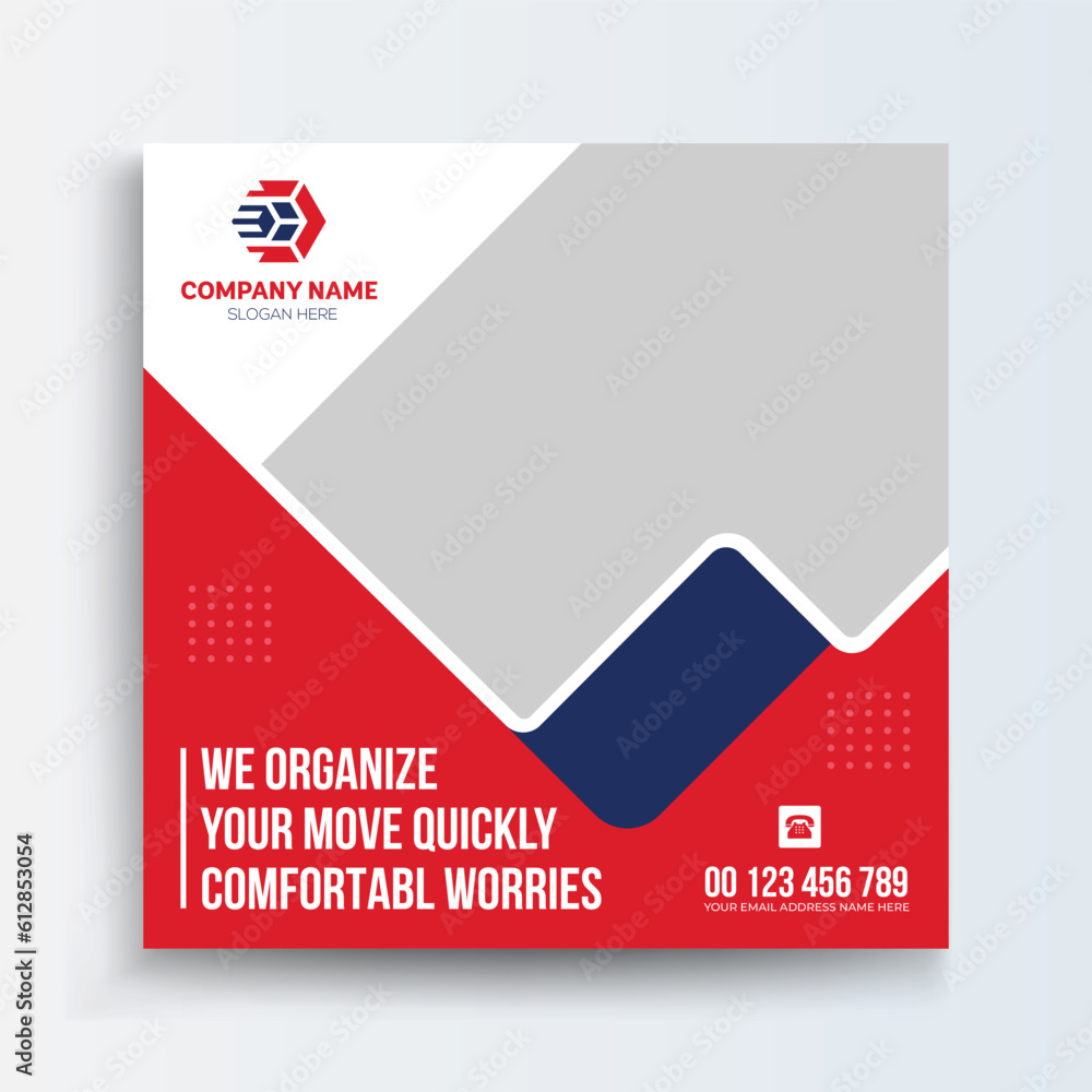 Moving service social media post and web banner design template real ...
