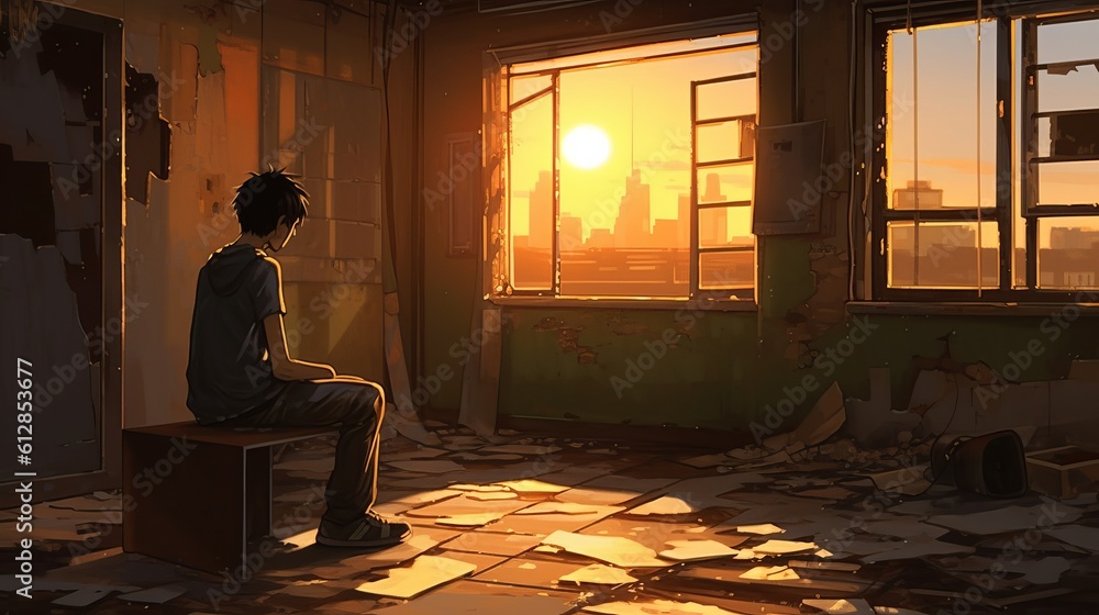 Captivating Anime Illustration of Loneliness: Emotionally Charged ...
