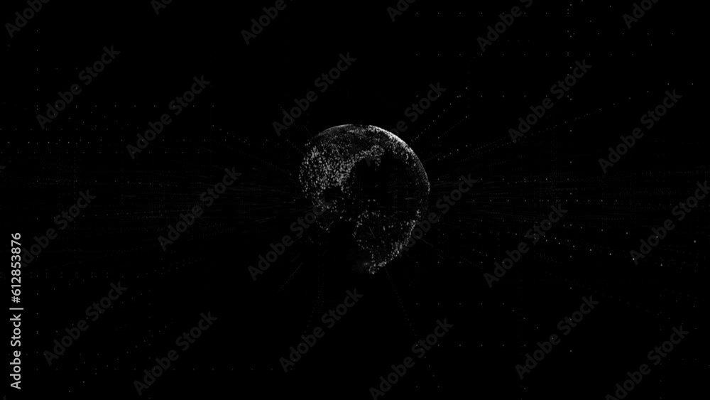 Computer graphics layout of the globe with continents pierced by lines ...