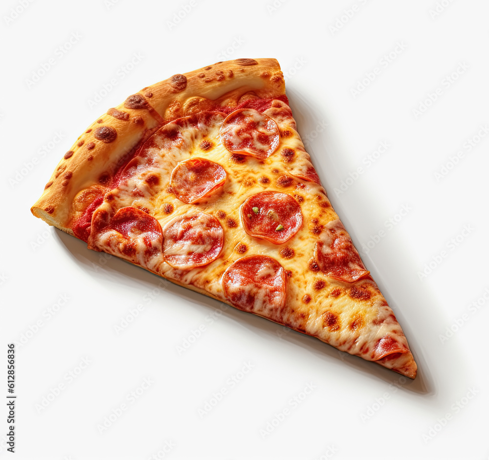 trozo de pizza de peperoni sobre fondo blanco . Ilustración de Ia ...