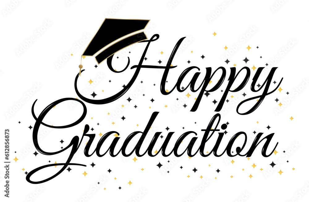 happy graduation vector design with blue and gold star elements and ...