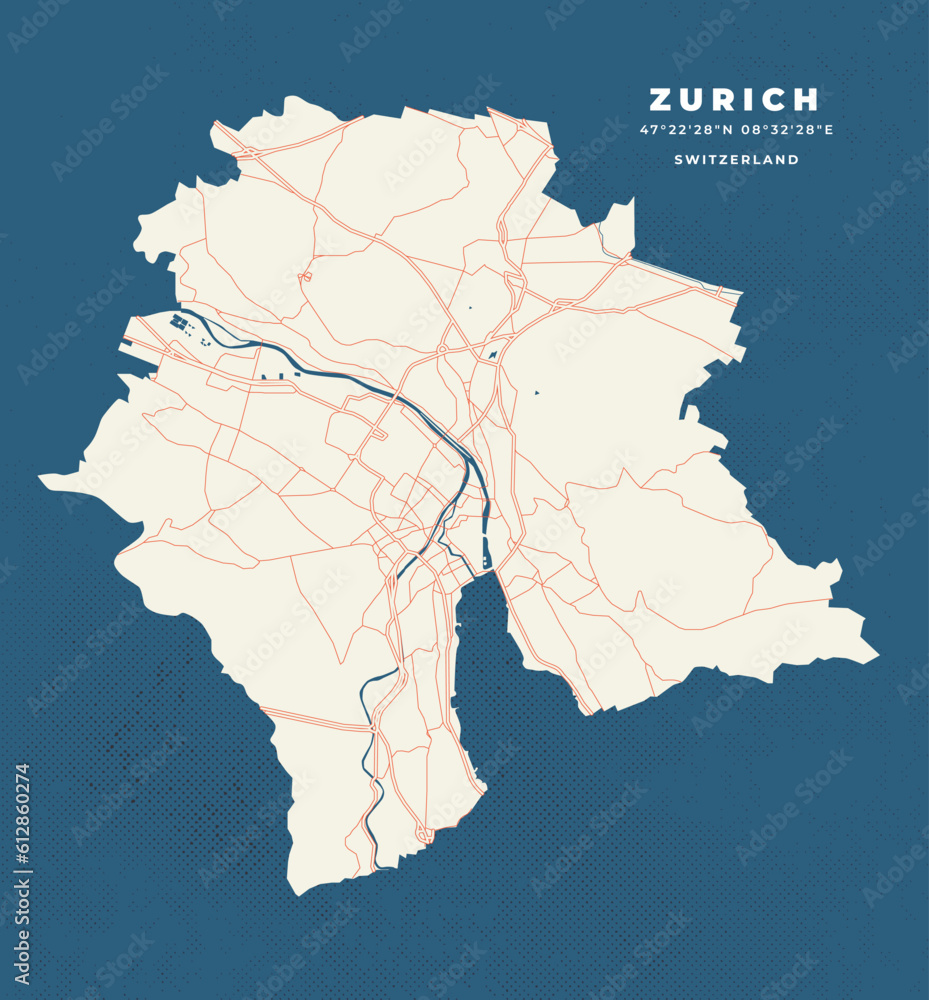 Zurich map vector poster flyer Stock Vector | Adobe Stock