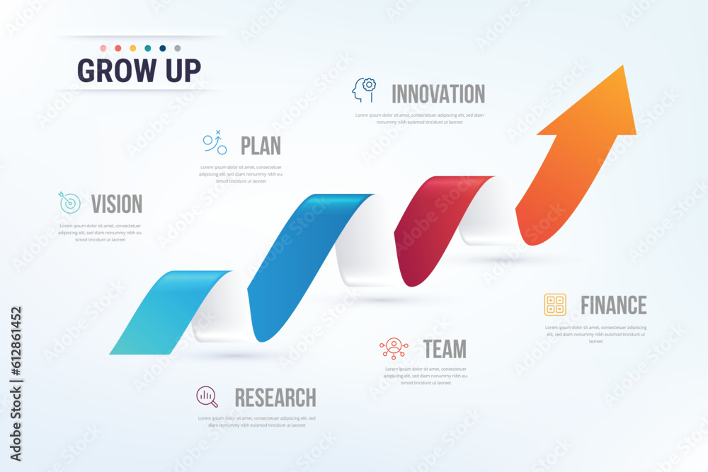 Grow up arrow infograpic. Business growth infographic. Stock Vector ...