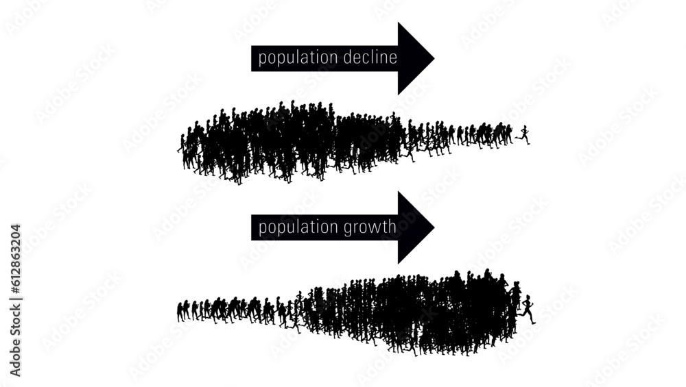 population silhouette, population decline, population increase ...
