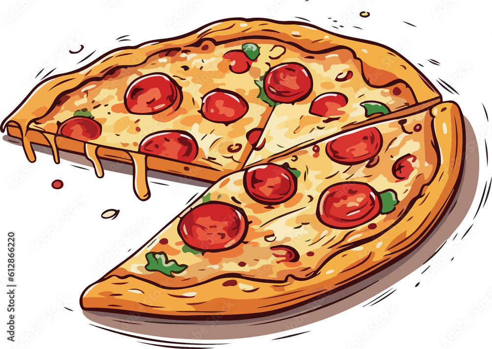 Hand drawn cartoon pizza illustration material Stock Illustration ...