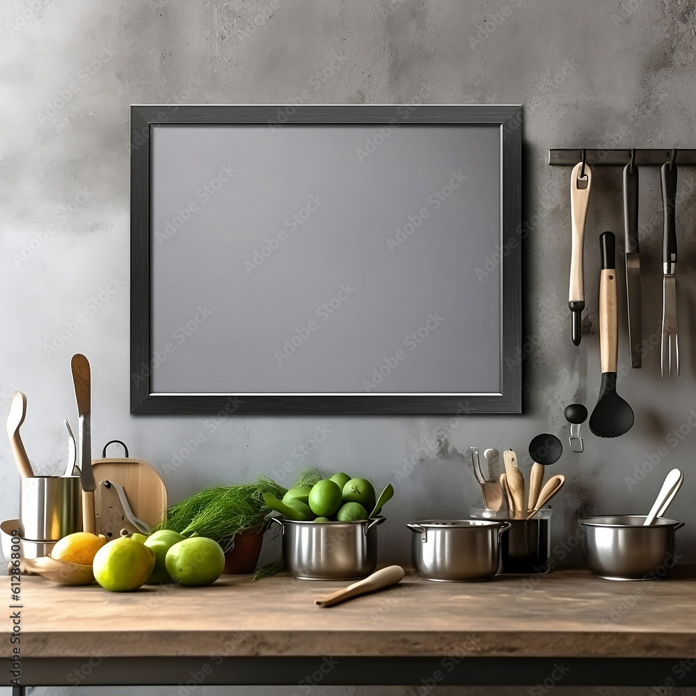 Blank kitchen wall art frame mock up for wall decor, horizontal mockup ...