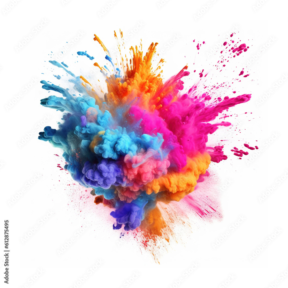 Big powder colorful explosion isolated on white background, created ...