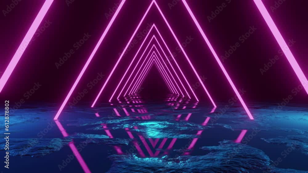 80s Triangle Neon Background Loop Stock 비디오 | Adobe Stock