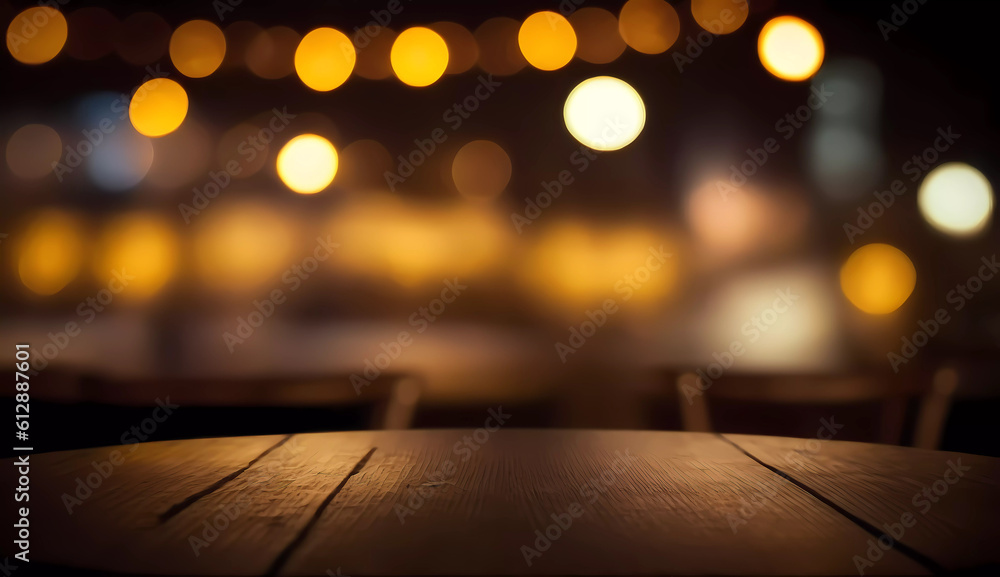 Bokeh on a wooden tabletop background. Wallpaper. created by AI Stock ...