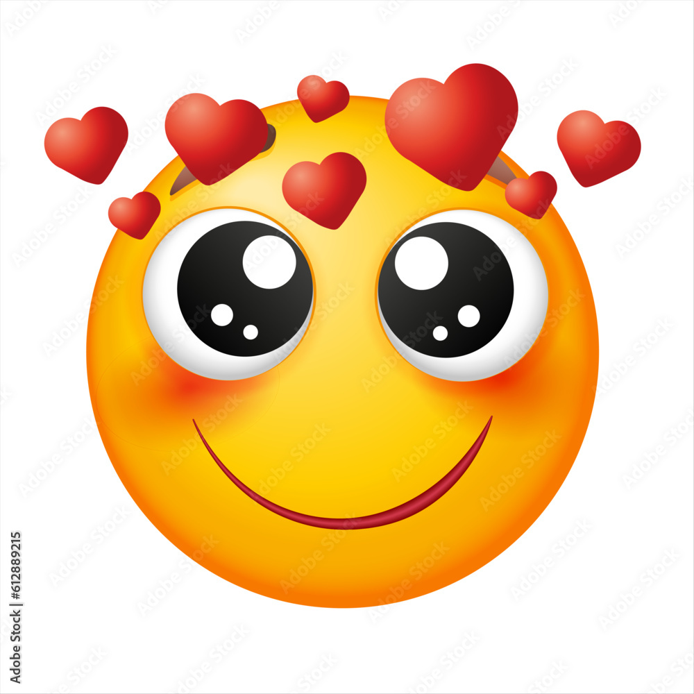Vector emoji in love on white background Vector amorous emoji. Smiling ...