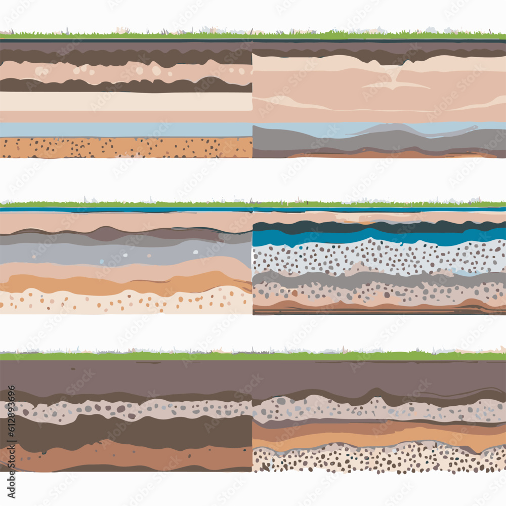 Seamless ground cross sections,layers under earth underground textures ...