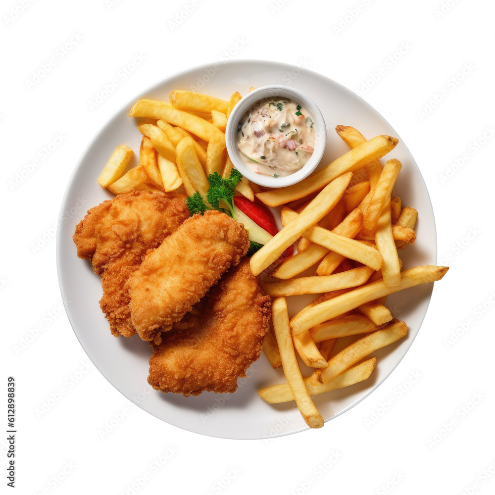 Plate of Fish and Chips on a Transparent Background. Generative AI ...