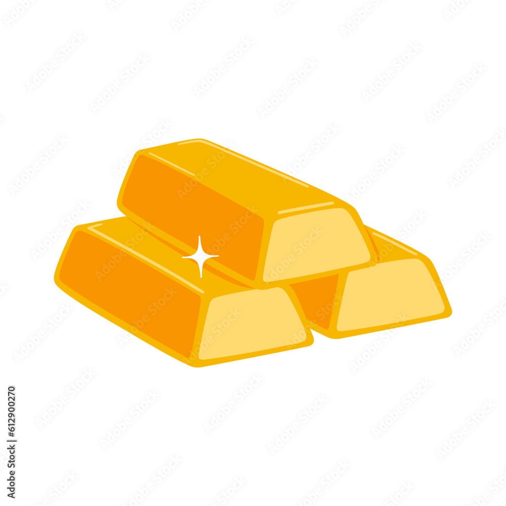 Cartoon illustration of stack of gold bars isolate on white background ...