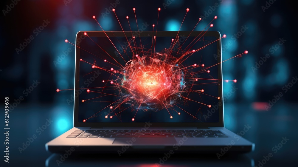 System hacked alert after cyber attack on computer network. compromised ...