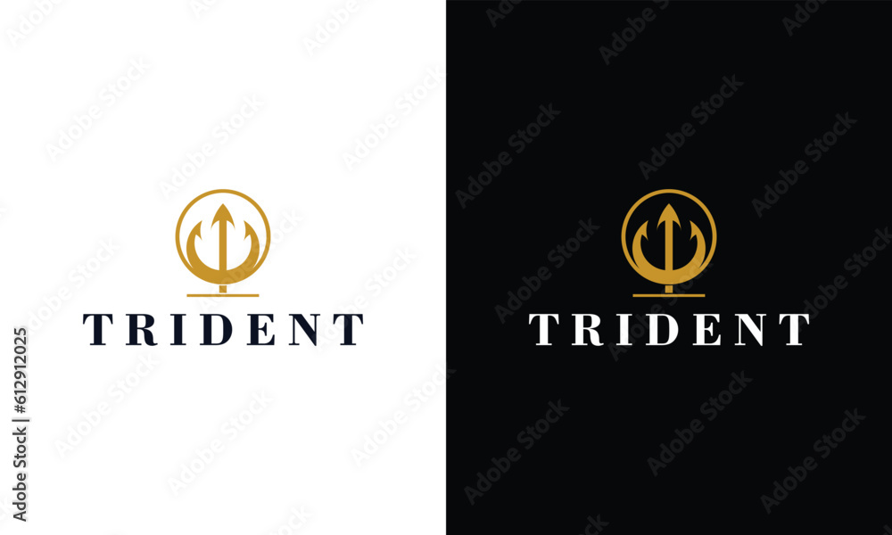 Gold trident logo icon. Premium corporate company brand identity emblem ...