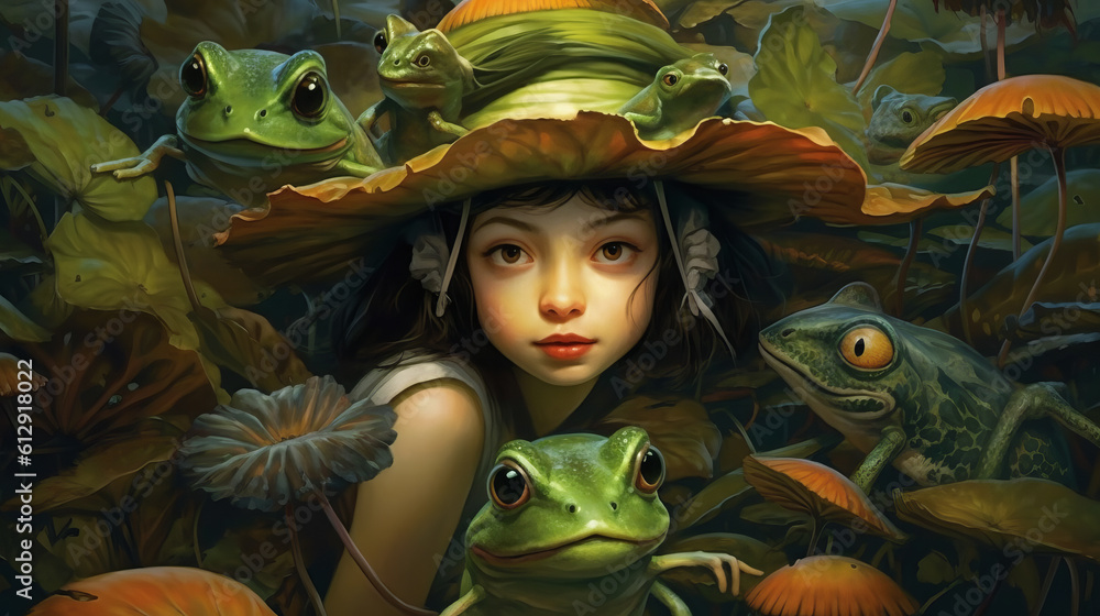 Based on the fairy tale princess frog. A beautiful Thumbelina girl, a ...